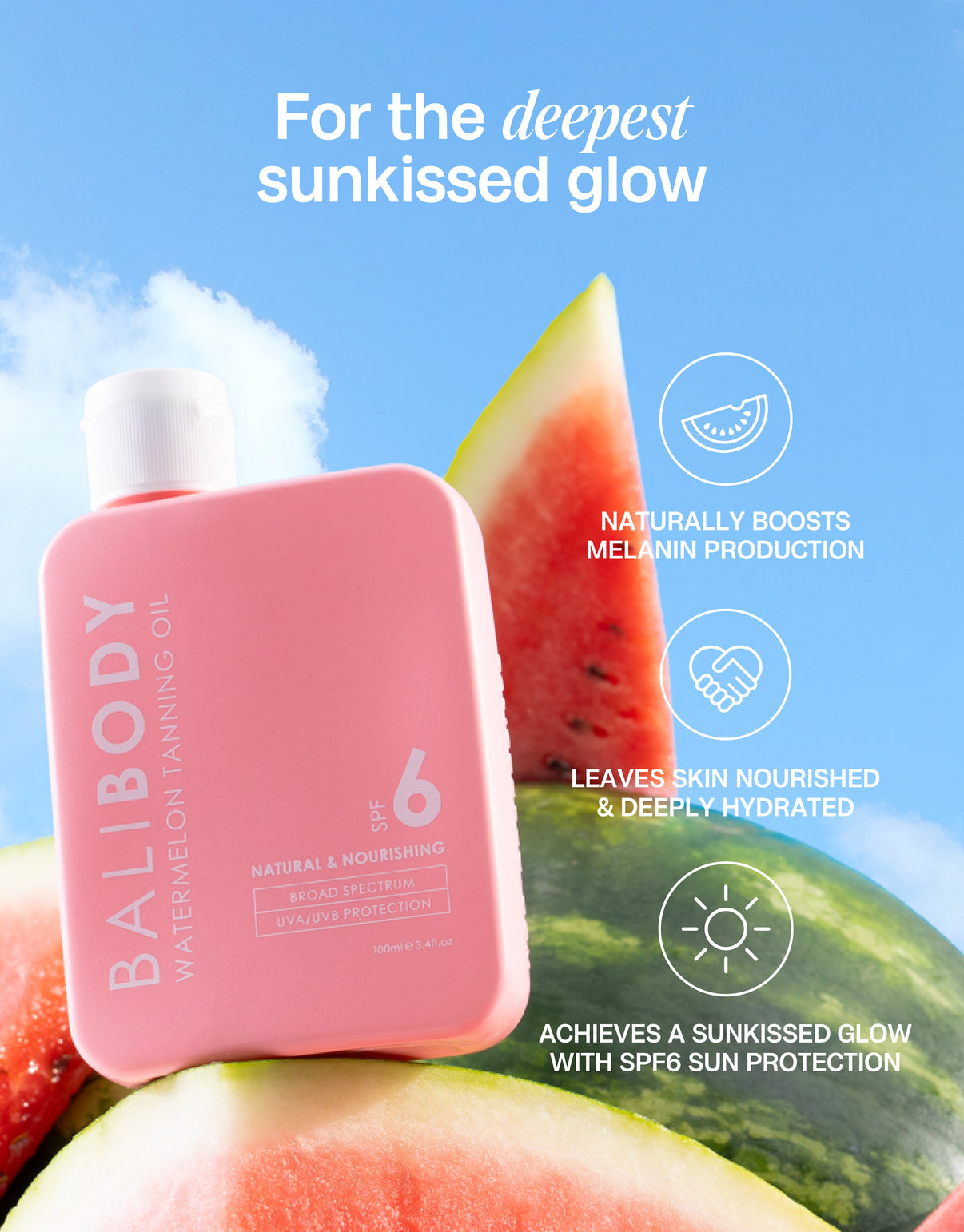 Natural Watermelon Tanning Oil SPF6 – Bali Body EU